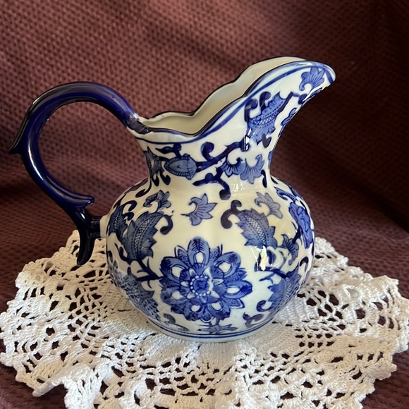 Accents | Vintage Blue White Pitcher | Poshmark